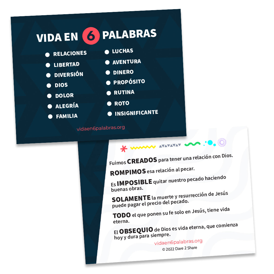 Paquete de 20 tarjetas C.R.I.S.T.O, Vida en 6 Palabras/ Spanish Life i ...